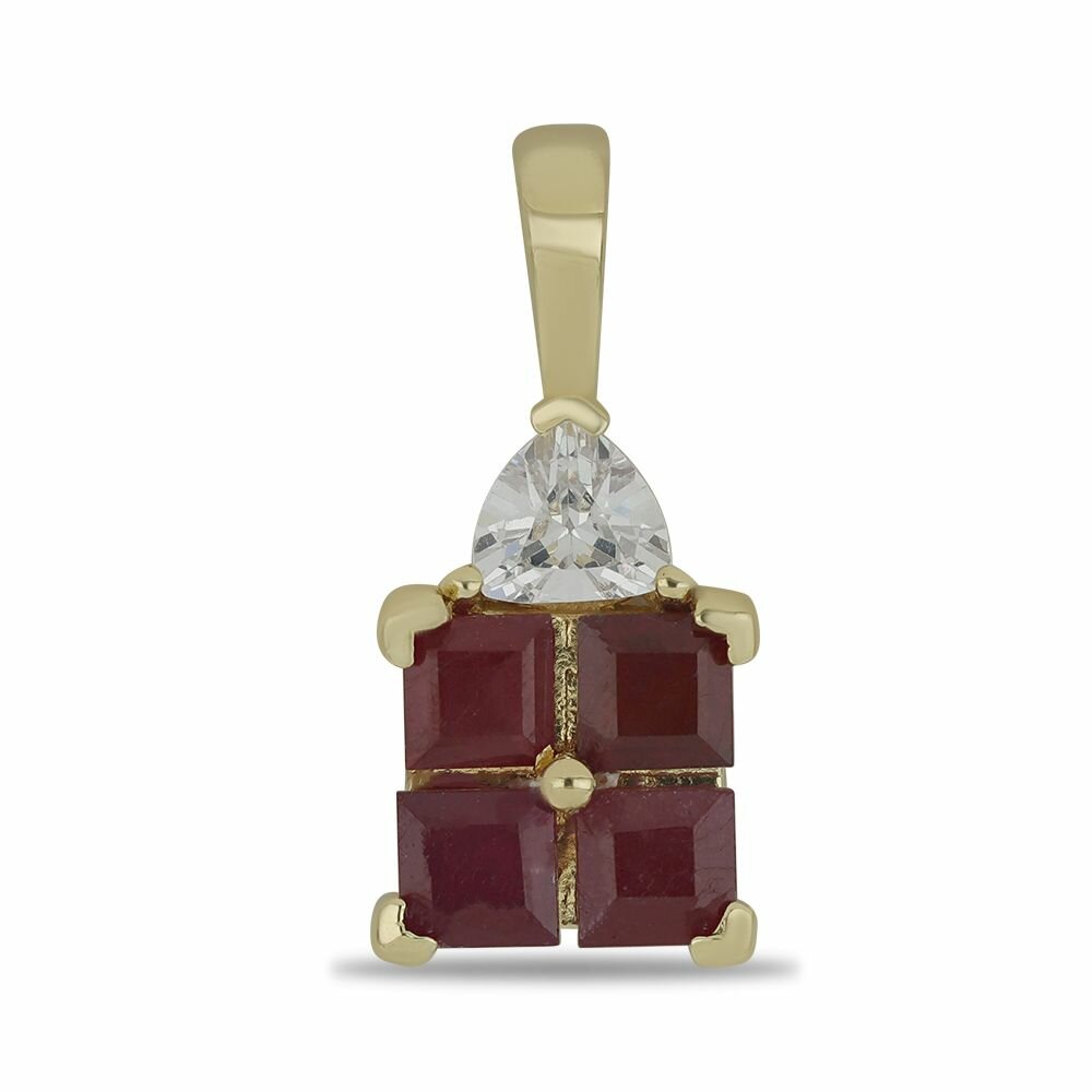 Подвеска, серебро, 925 проба, фианит, рубин
