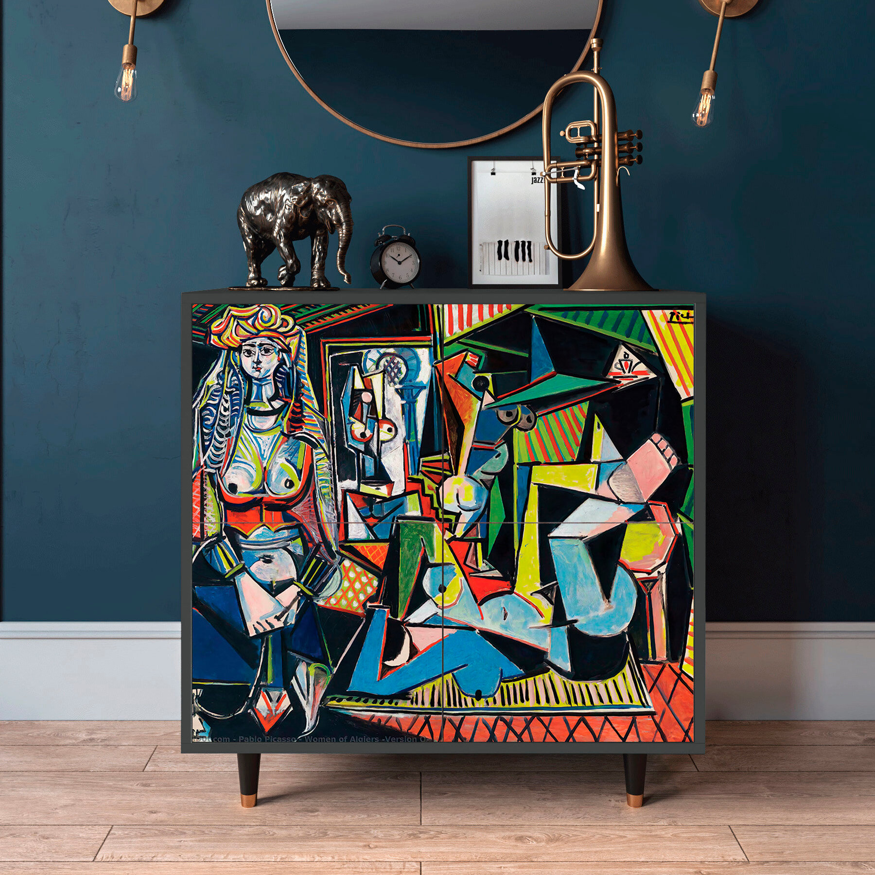 Комод - STORYZ - BS3 Women of Algiers by Pablo Picasso, Размер - 94 x 96 x 48 см, Цвет корпуса - Антрацит