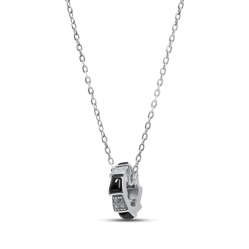 Колье, серебро, 925 проба, оникс, фианит