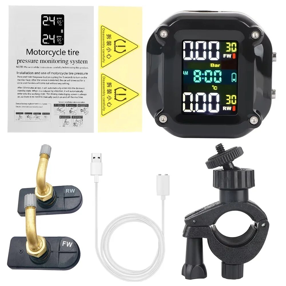 0-6,6 бар мотоциклетная система контроля давления в шинах TPMS 2 датчика точный цветной дисплей тестер шин аксессуары для мотоциклов Internal Sensor 2