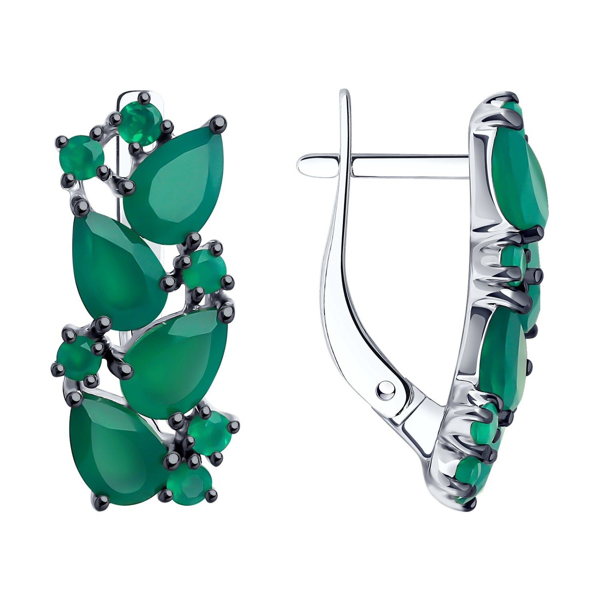 Серьги, серебро, 925 проба, родирование, агат