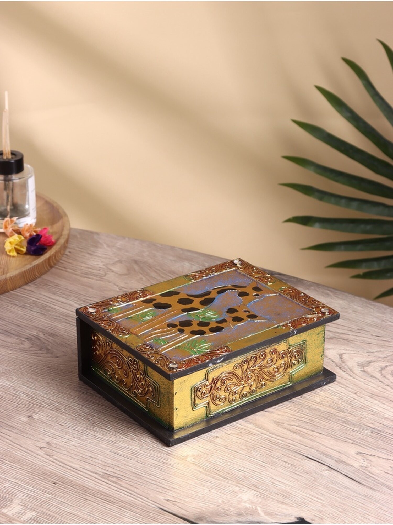 Шкатулка Сима-ленд "Жирафы", МДФ, прямоугольная, 15x19x7,5 см