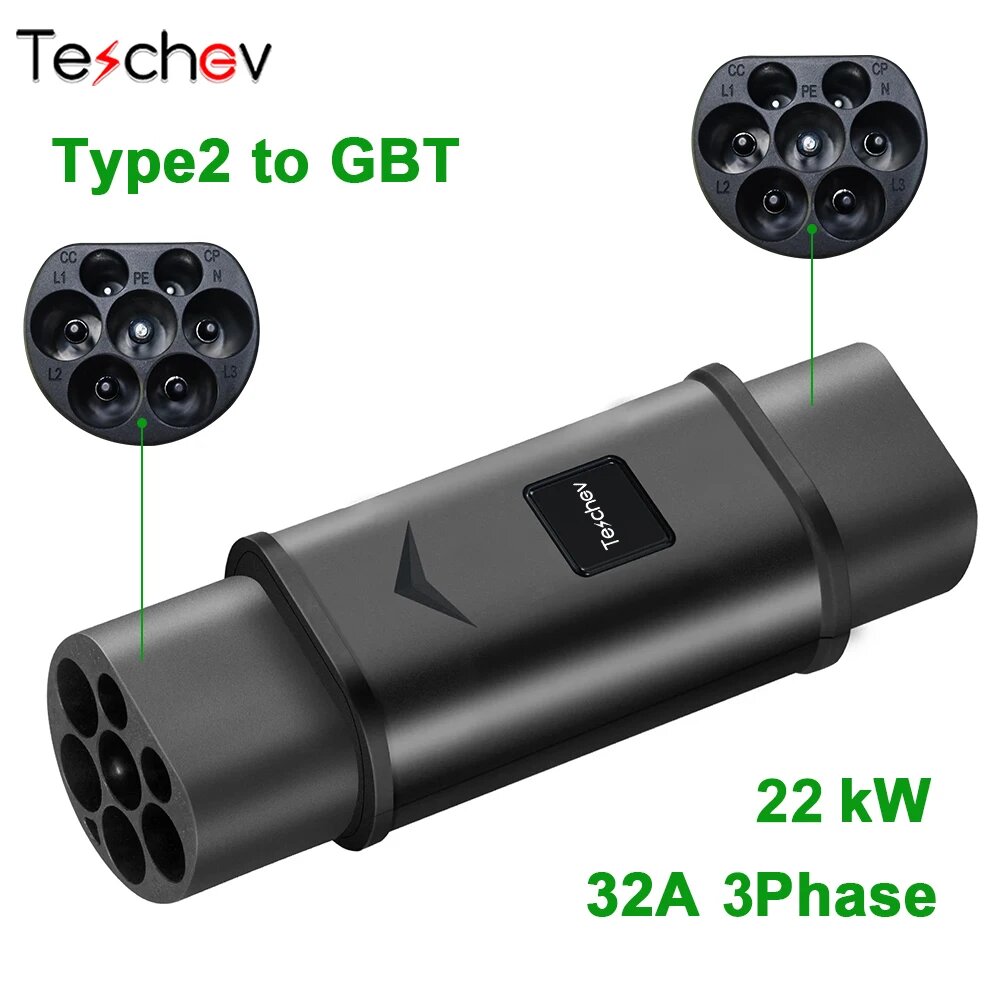 Разъем для зарядки электромобиля Teschev Тип 2, тип 1, адаптер J1772 EV, тип 2, Type2 to GBT 3Phase