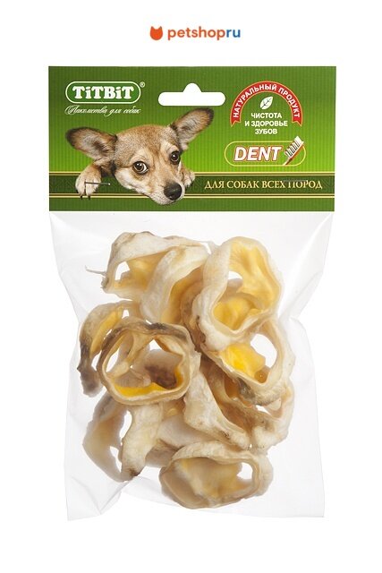 TiTBiT Лакомство для собак "Ракушки говяжьи", мягкая упаковка, 62 гр