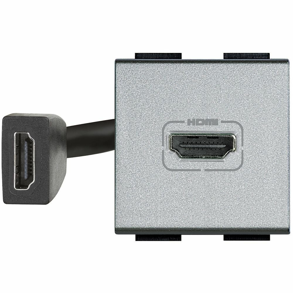 Розетка BTicino LivingLight NT4284 HDMI, скрытый монтаж, алюминий