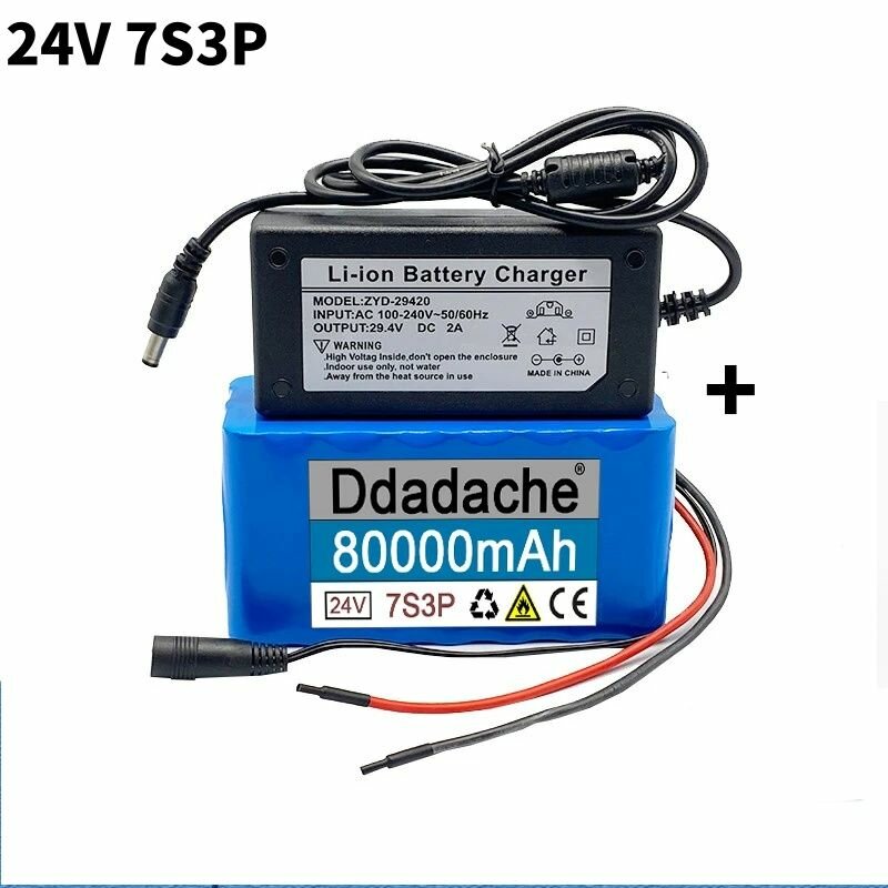 Новый Бестселлер 24V80Ah 7s3p 18650 LithiumBattery 29.4v 80000mAh Электрический велосипед Мопед Электрический аккумулятор + 29.4VCharger