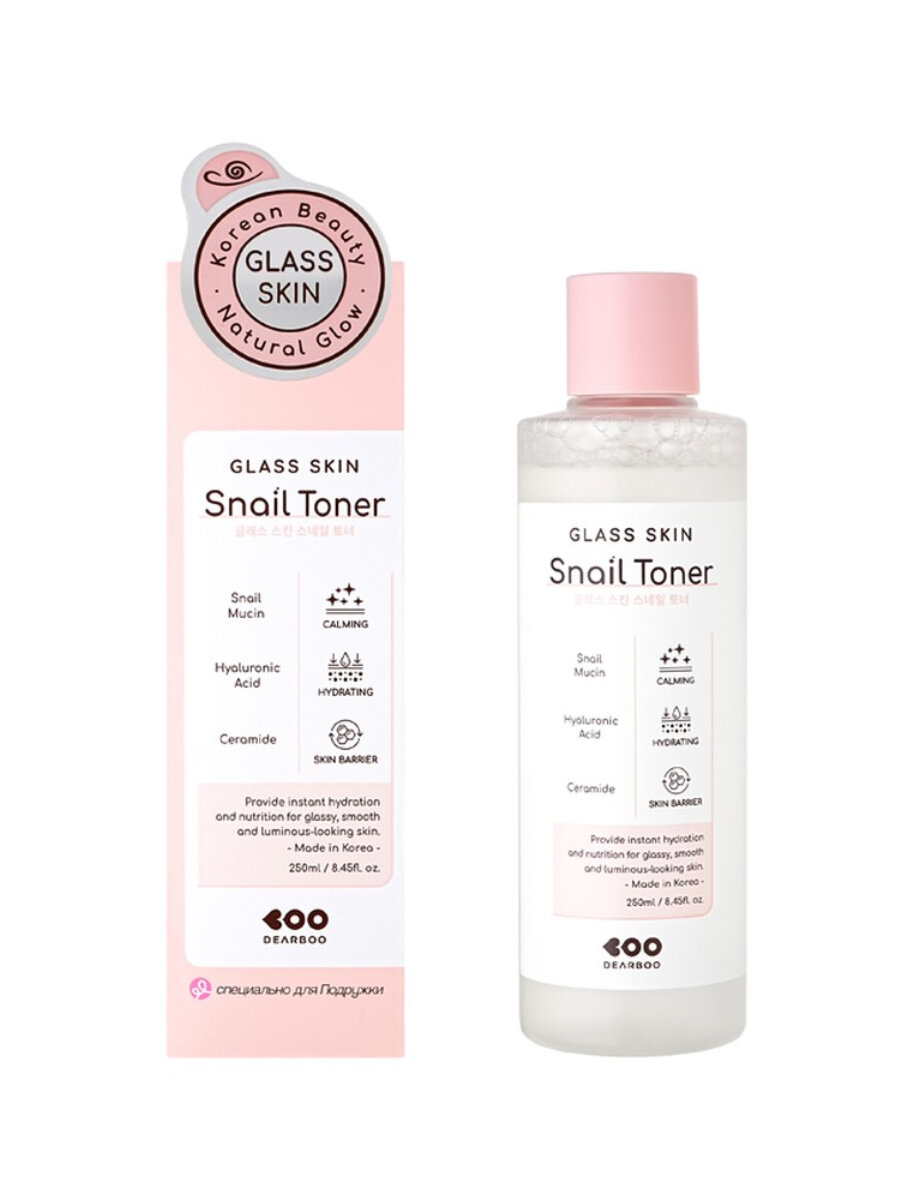 Тонер для лица DEARBOO GLASS SKIN с муцином улитки 250 мл