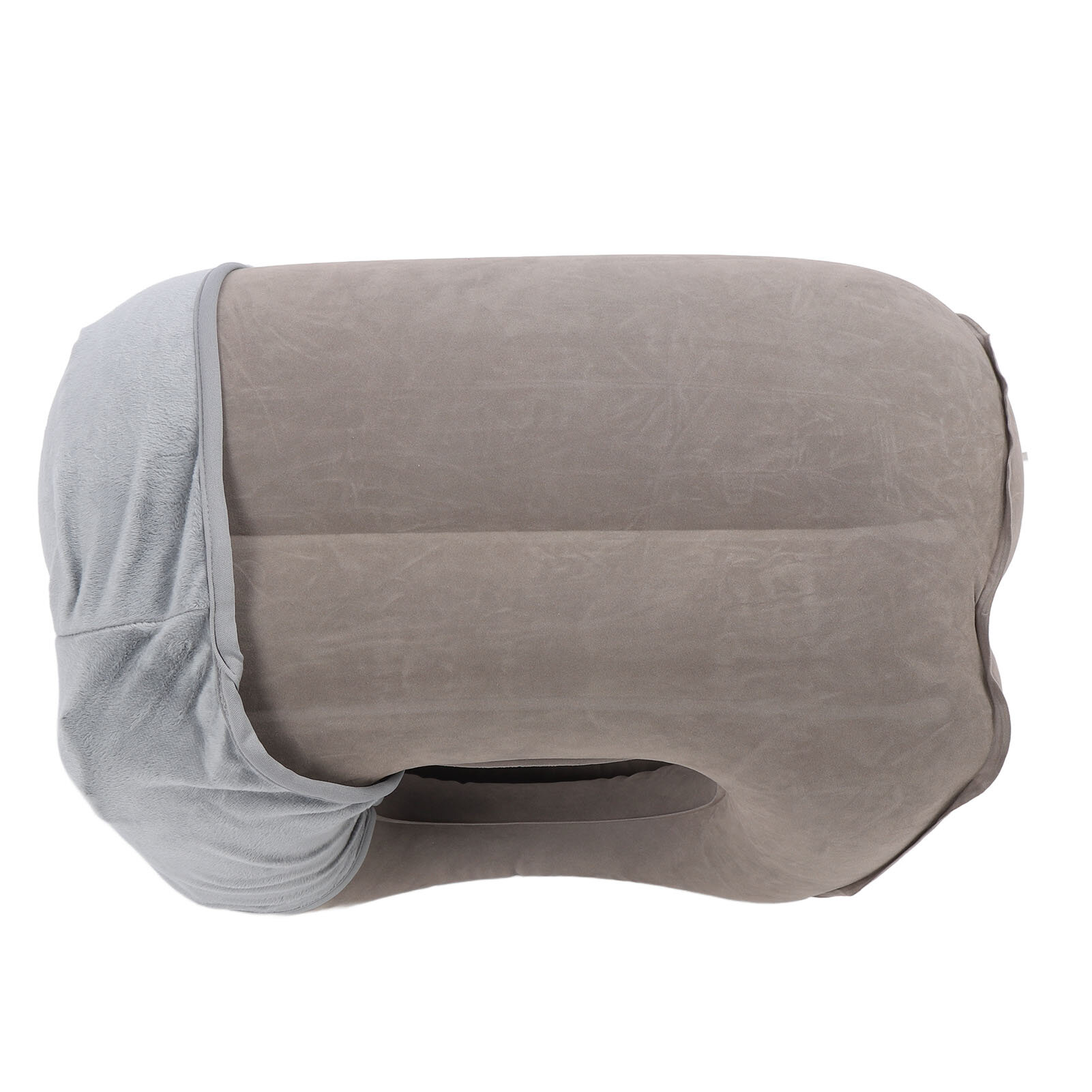 Надувная подушка для шеи серая многофункциональная ПВХ флокированная надувная подушка для шеи для путешествий в самолете
