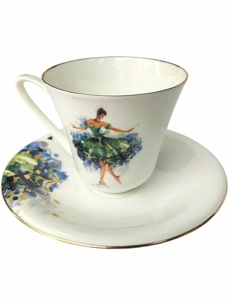 Чашка с блюдцем ИФЗ Сад, Фея щедрости, 200мл, костяной фарфор
