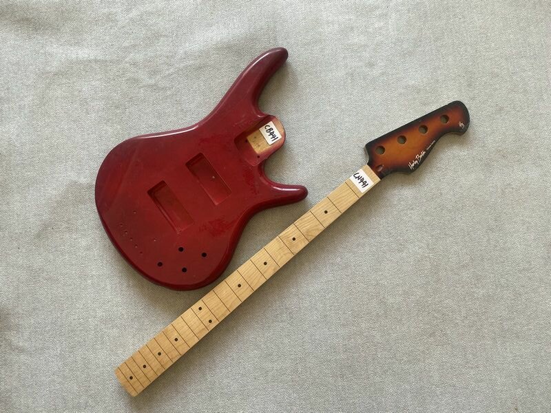 4-струнная бас-гитара DIY комплект CN441/CB441 (готовый + накладная шея с анкером) - полный набор для сборки с электроникой и фурнитурой