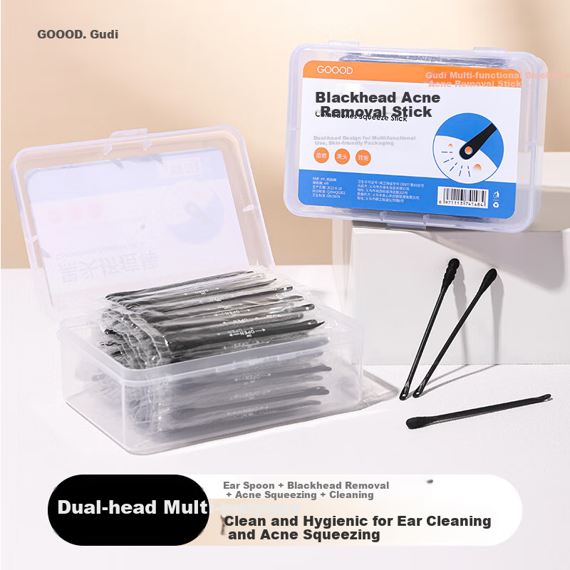 GOOOD Blackhead Remover Kit - Ear Spoon, Pimple Extractor, Cotton Swabs, Nose Pore Cleaner, Disposable Blackhead Needle, Acne Extractor Tool