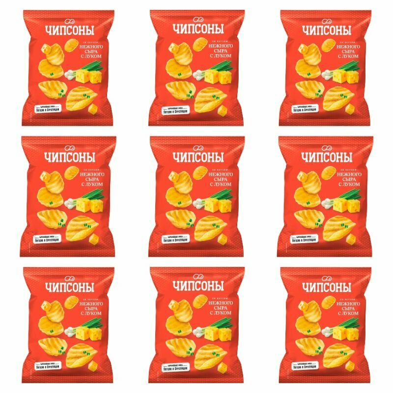 Чипсоны чипсы картофельные, нежный сыр с луком, 40 г, 9 упаковок