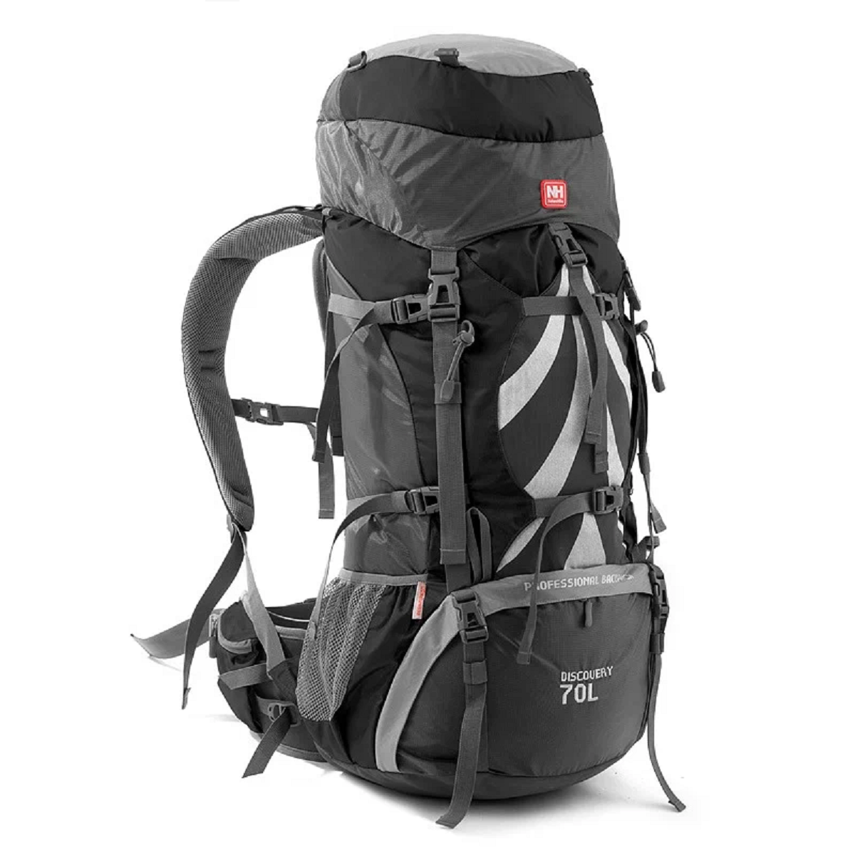 Рюкзак туристический Naturehike 70 л, нейлон, 75х33х27 см, черно-серый