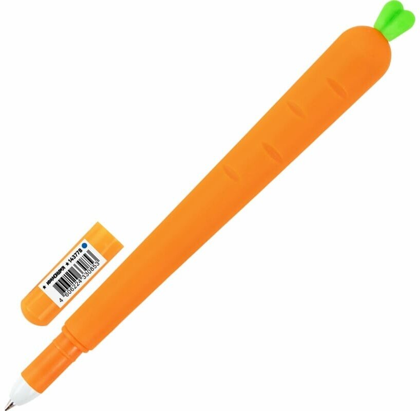 Юнландия Морковка - фигурная шариковая ручка с силиконовым корпусом, синяя, узел 0.7 мм