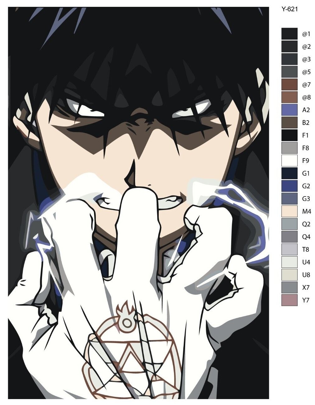 Картина по номерам Y-621 "Аниме Стальной алхимик. Генерал Рой Мустанг" 50x70