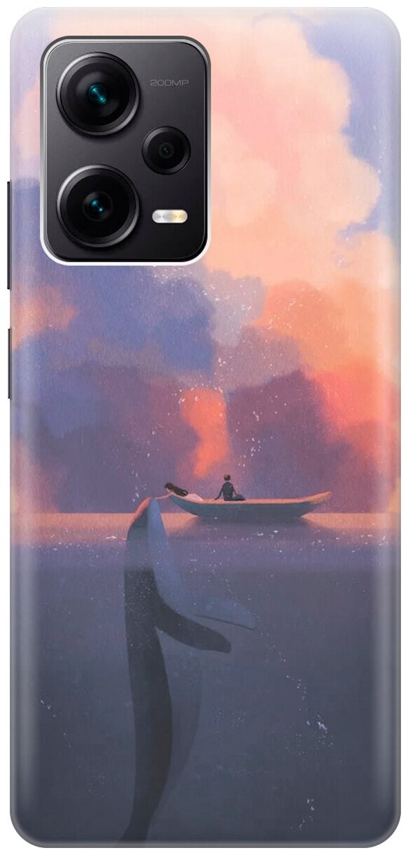 Силиконовый чехол Кит и облака на Xiaomi Redmi Note 12 Pro / Note 12 Pro+ / Note 12 Explorer Edition