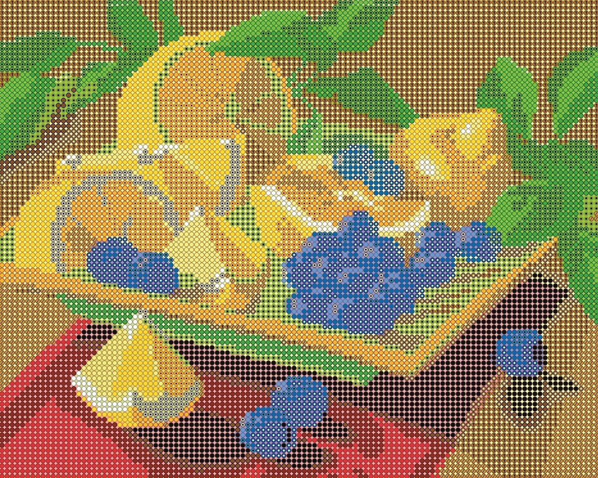 Вышивка бисером картины Лимон с черникой 24*19см