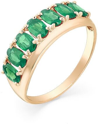 Кольцо, желтое золото, 585 проба, изумруд