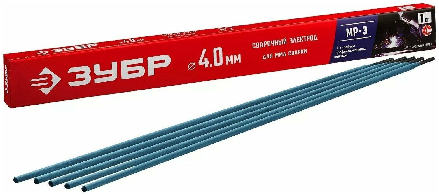 Электрод сварочный с рутиловым покрытием 4х450 мм 1 кг МР-3 Зубр 40011-4.0