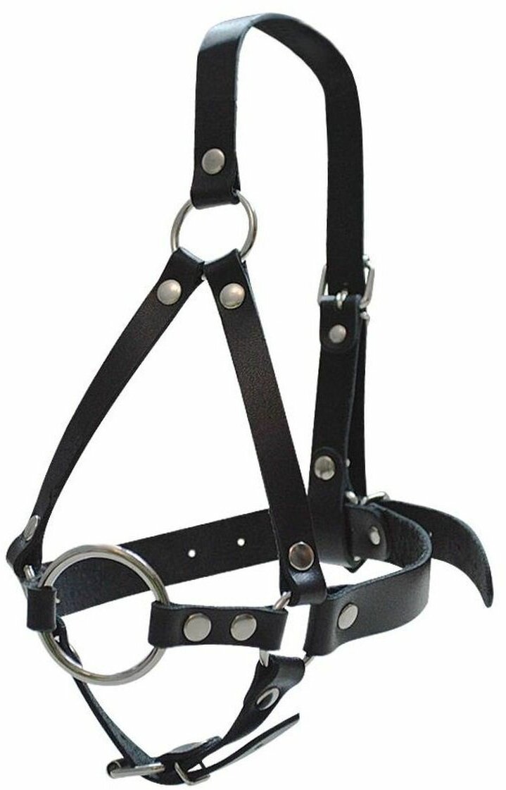 Кляп Bad Kitty со сбруей из премиальной кожи, черный