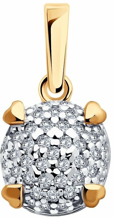 Подвеска, серебро, 925 проба, золочение, фианит