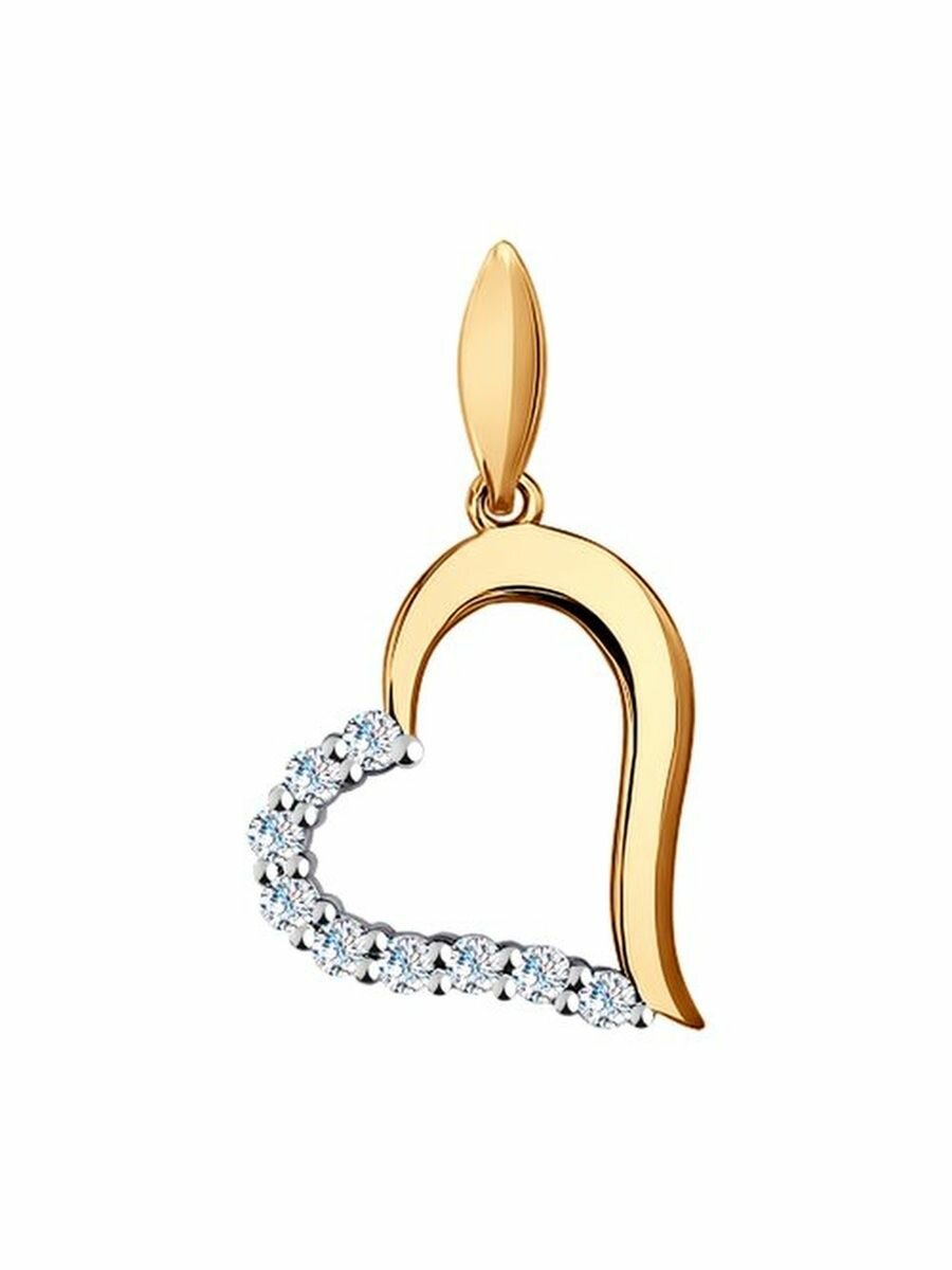 Подвеска, красное золото, 375 проба, фианит