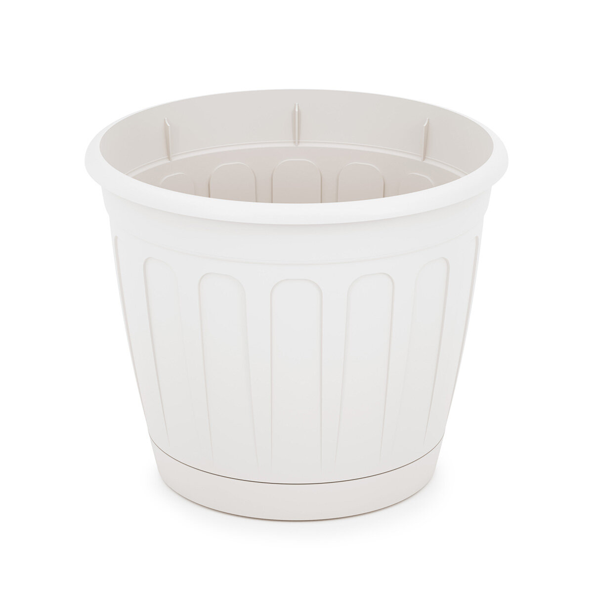 Горшок для цветов Альтернатива Дионис, с поддоном, 1,6 л, белый