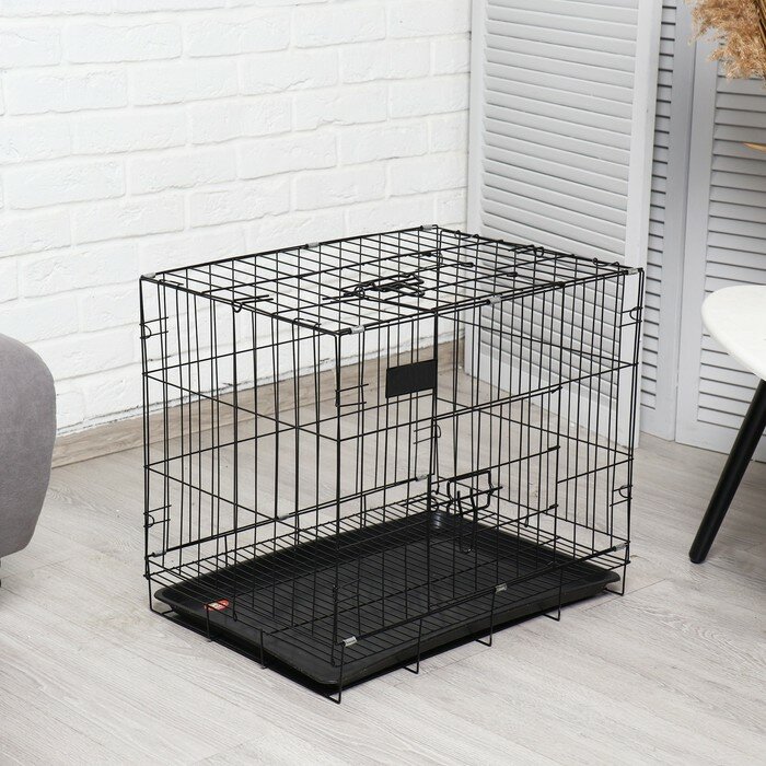 Клетка для собак, 61×42×50 см, металл, чёрная