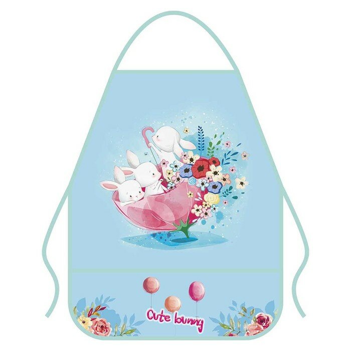 Накидка для творчества с карманом, печать на ткани, ФДТ-3, милые зайчики 2023