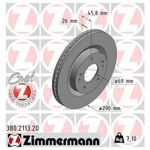 Диск тормозной Zimmermann 380211320 для Mitsubishi Grandis