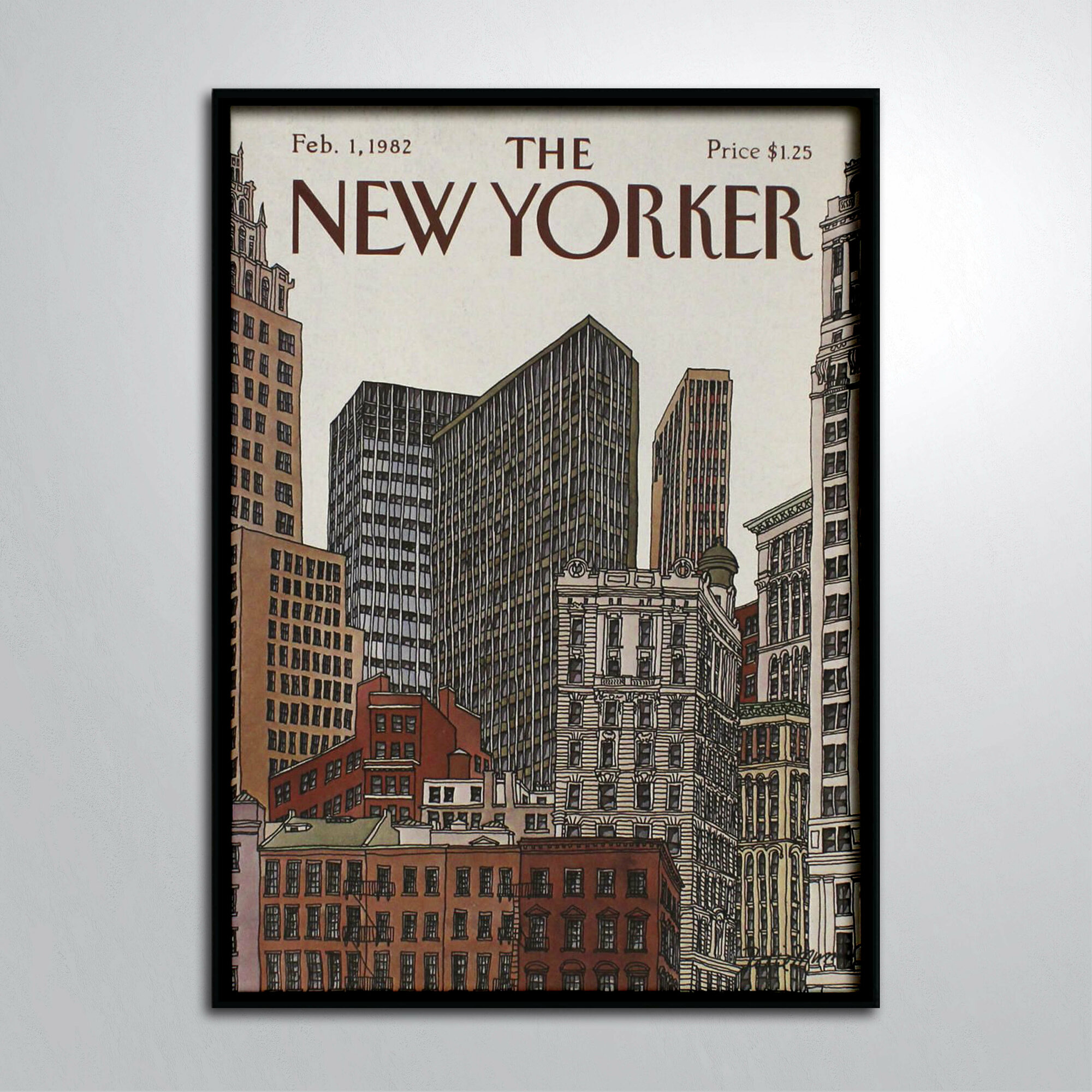 Постер без рамы/Постер для интерьера/Плакат Винтажный Журнал Нью Йоркер The NEW YORKER 1 февраль 1982г (А2/420х594)