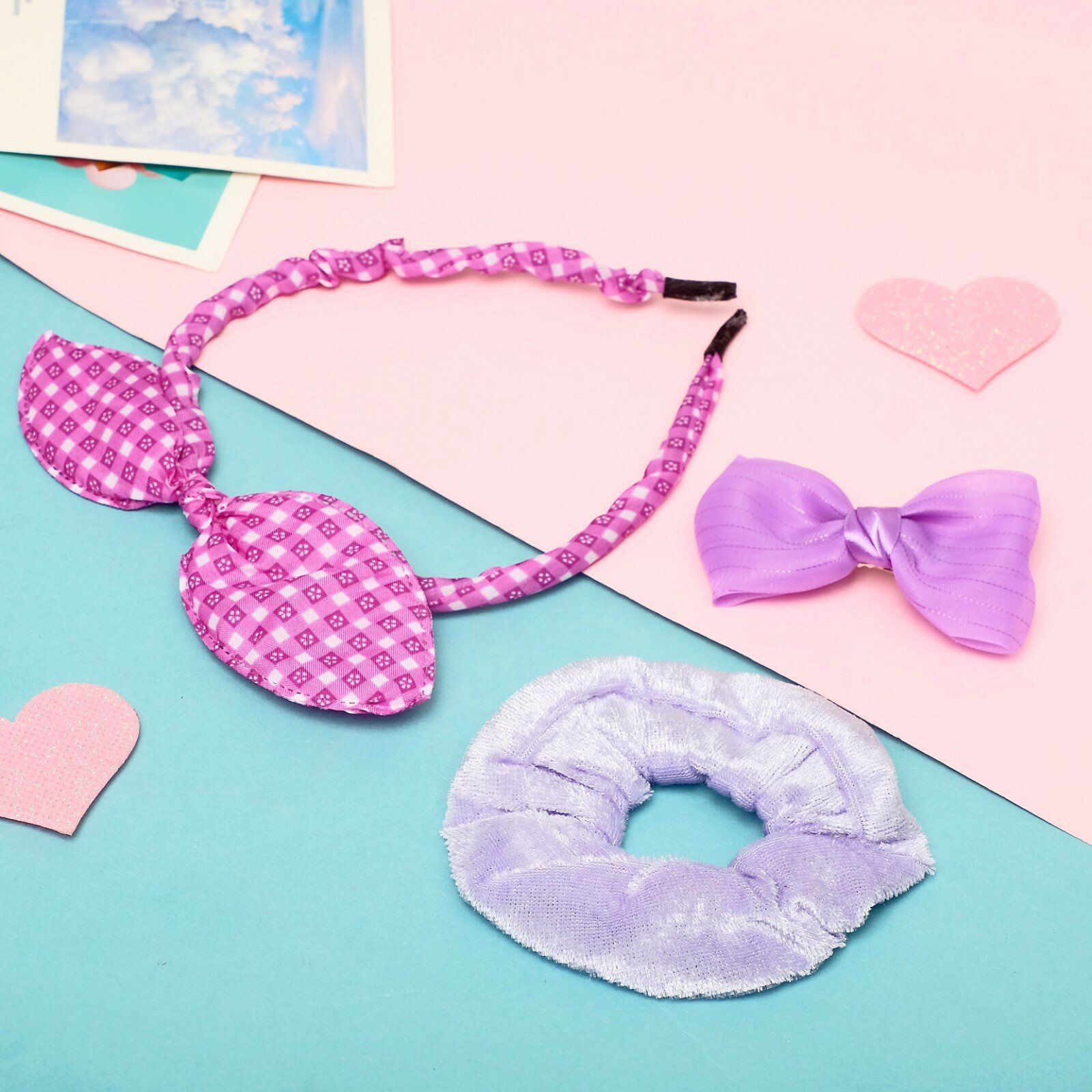 Набор для волос "Солоха" клетка, сиреневый