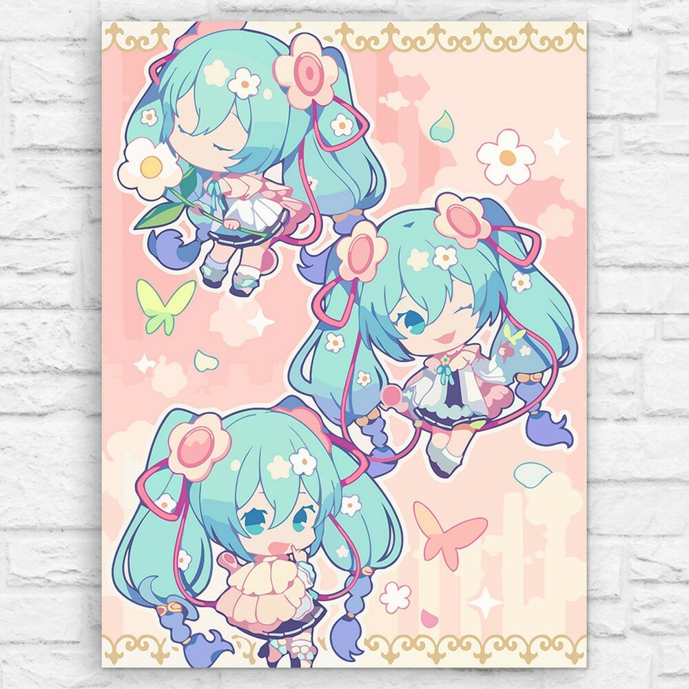 Картина по номерам на холсте аниме мику хацунэ (вокалоид, синаморолл, девушка) - 14904 60х80