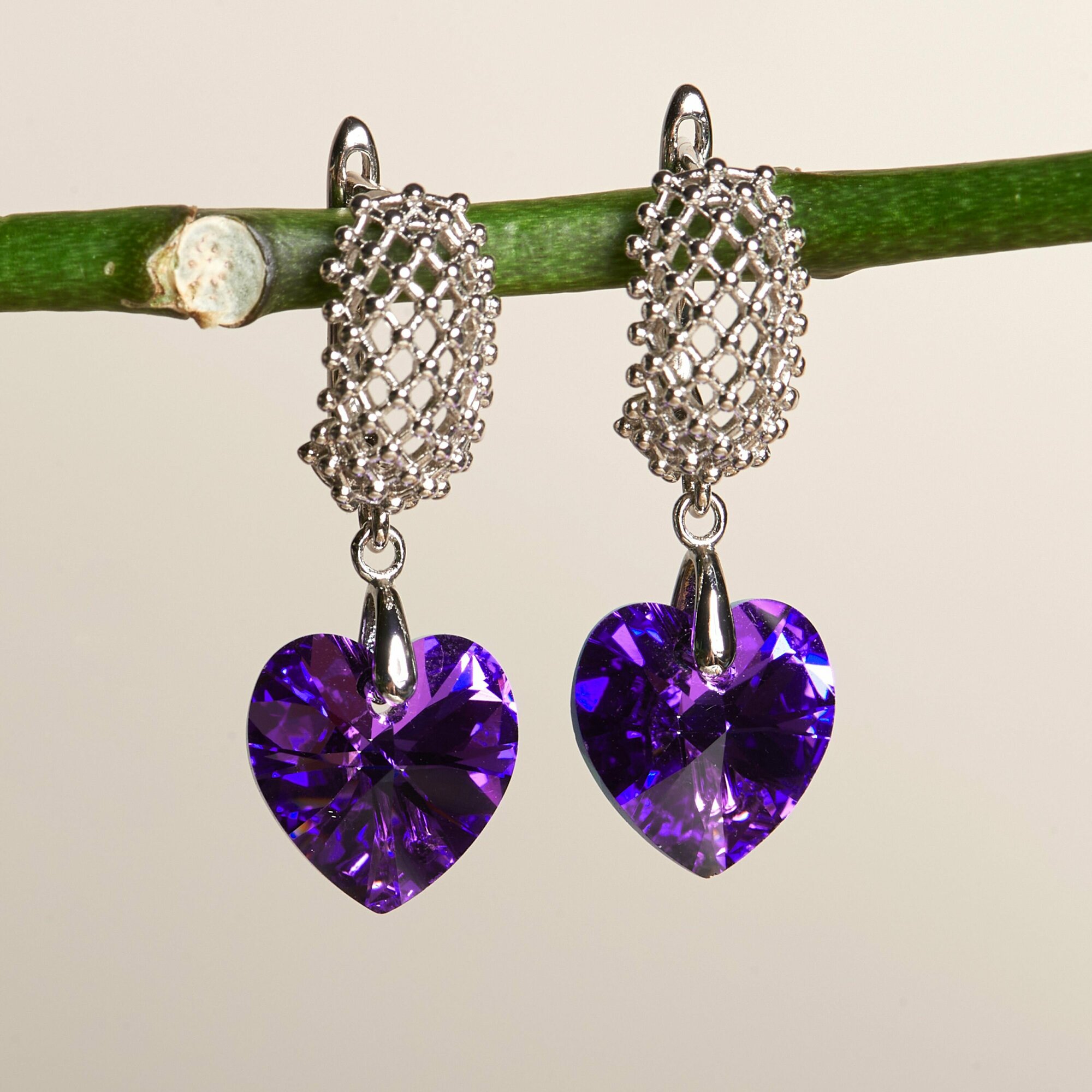 Серьги, кристаллы Swarovski, стекло, кристалл