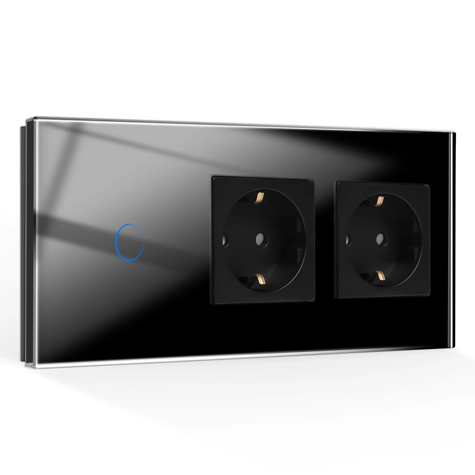 Двухрозеточный выключатель Bingoelec черный, 1Gang two Sockets