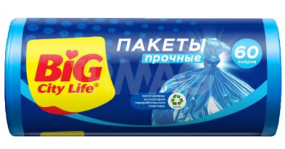 Пакеты для мусора BIG City HD 60*79см 60л синие 50 шт