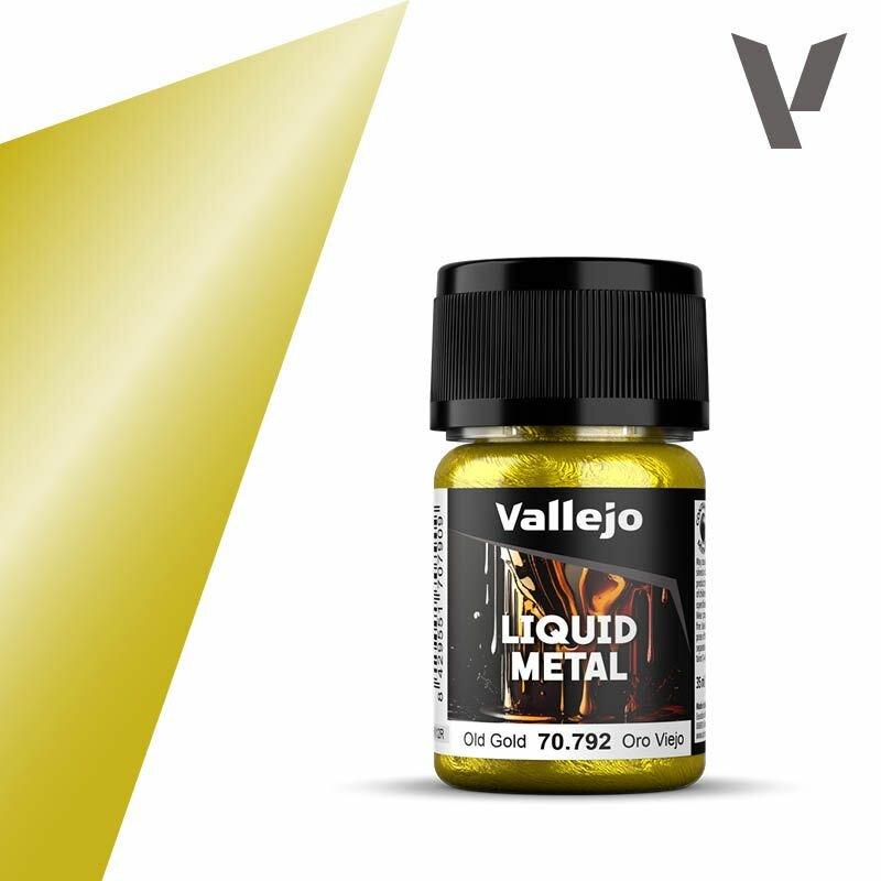 Краска Vallejo серии Liquid Gold - Old Gold, спиртовой металлик (35 мл)