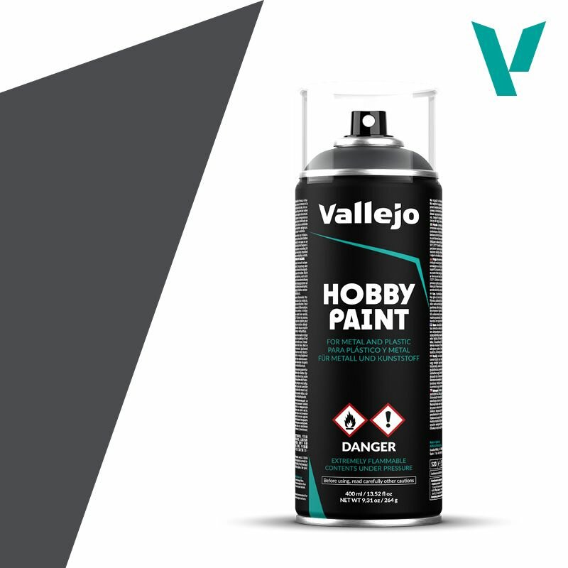 Аэрозольная грунтовка Vallejo серии Aerosol - Panzer Grey (400 мл)