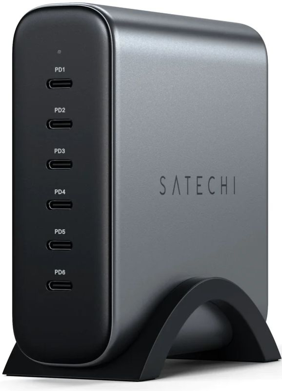 Сетевое зарядное устройство Satechi 6 USB-C, PD GaN Charger, 200 Вт Серый космос
