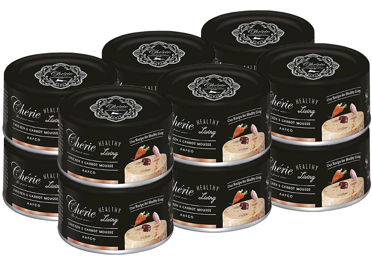 Корм влажный Pettric Cherie Healthy Living Chicken & Carrot Mousse для взрослых кошек, мусс с курицей и морковью, 80 гр х 12 шт