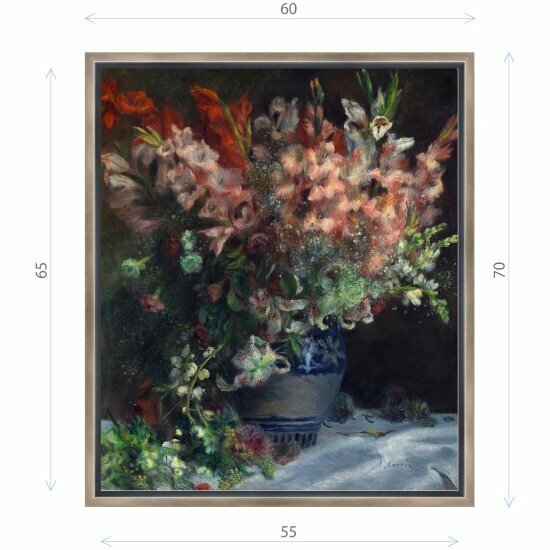Картина Декор Депо Пьера Огюста Ренуара Гладиолусы в вазе Матовый холст в раме 70х60 см