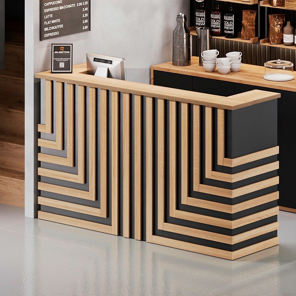 Барная стойка, "Нептун"черный/клен, 1560х1200х634 без подсветки