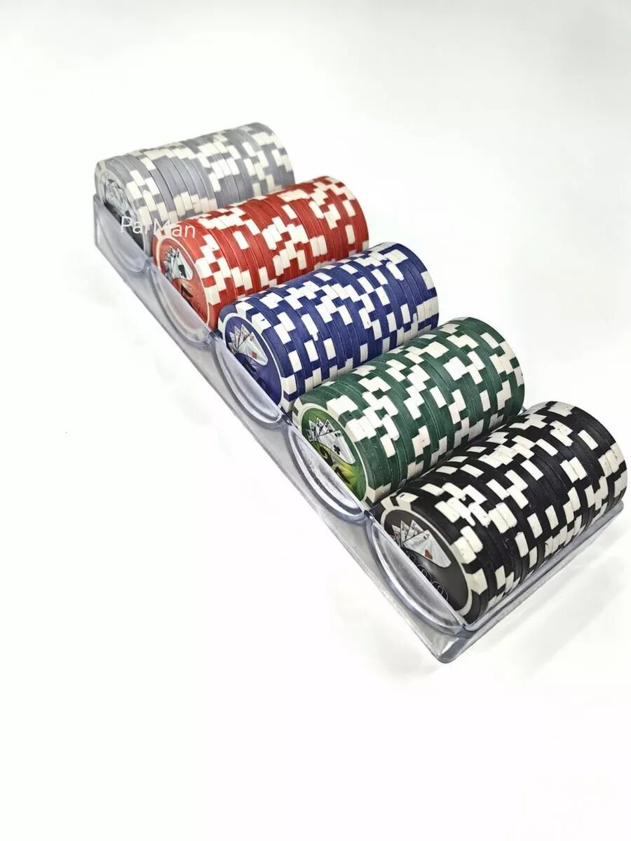 Набор фишек для покера с номиналом, 100 шт.