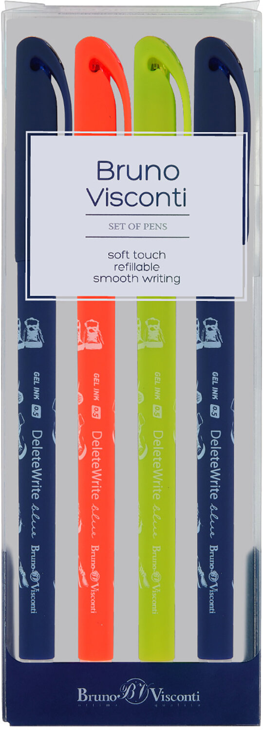 Набор из 4 ручек со стираемыми чернилами DeleteWrite. Кеды, 0.5 мм, синий