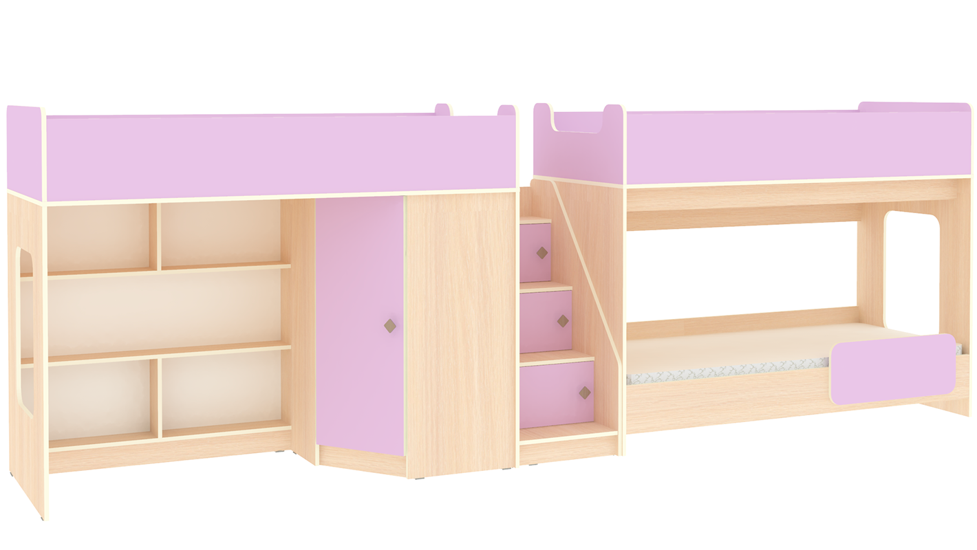 Трехъярусная кровать Л 43.2.5 Дуб молочный - Ирис