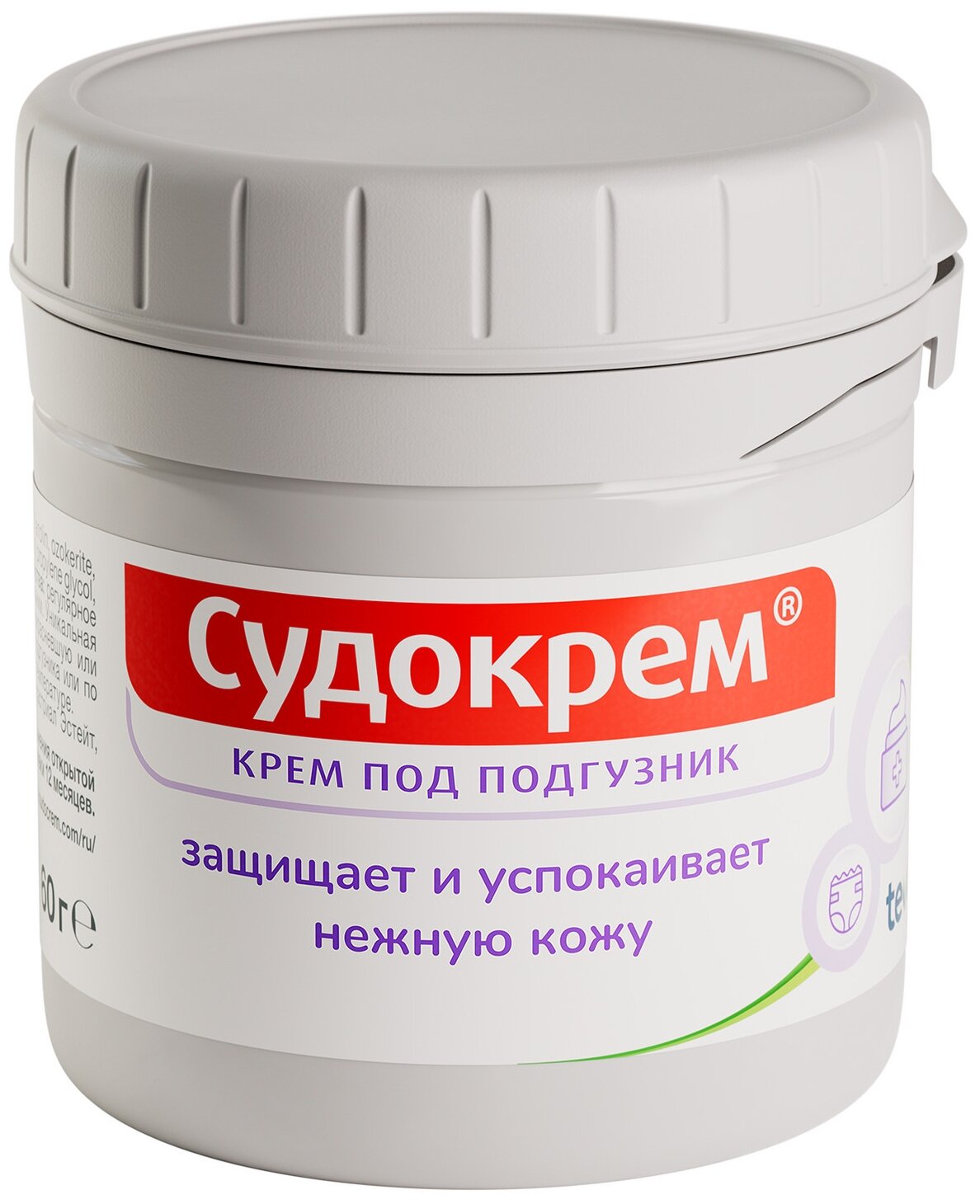 Судокрем защитный и успокаивающий под подгузник от опрелостей и покраснений для новорожденных 60 г 60 мл