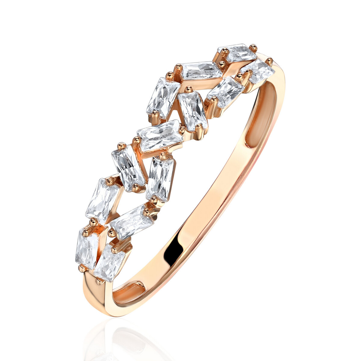 Кольцо, красное золото, 585 проба, фианит