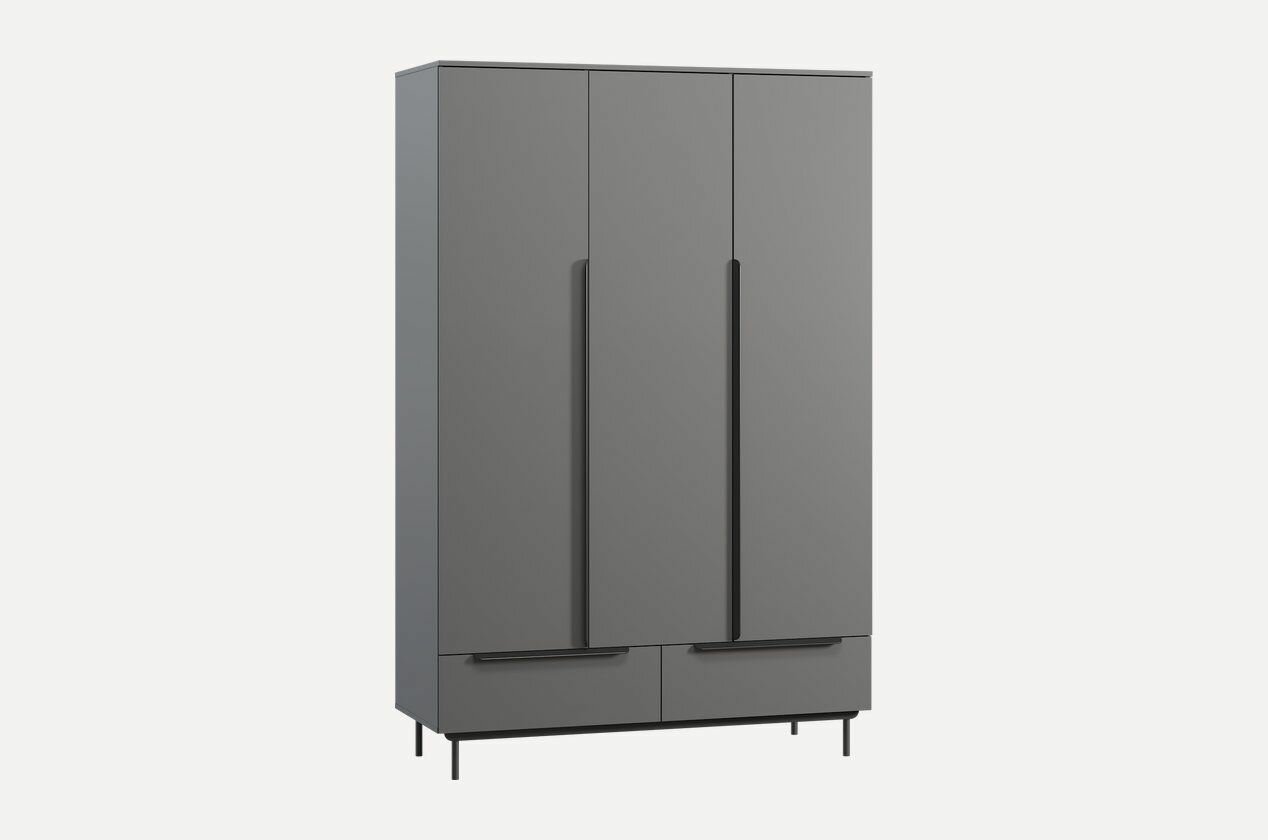 Распашной шкаф для одежды Divan.ru Квелен-3 Серый, 144х55х220 см, 3 двери, серый