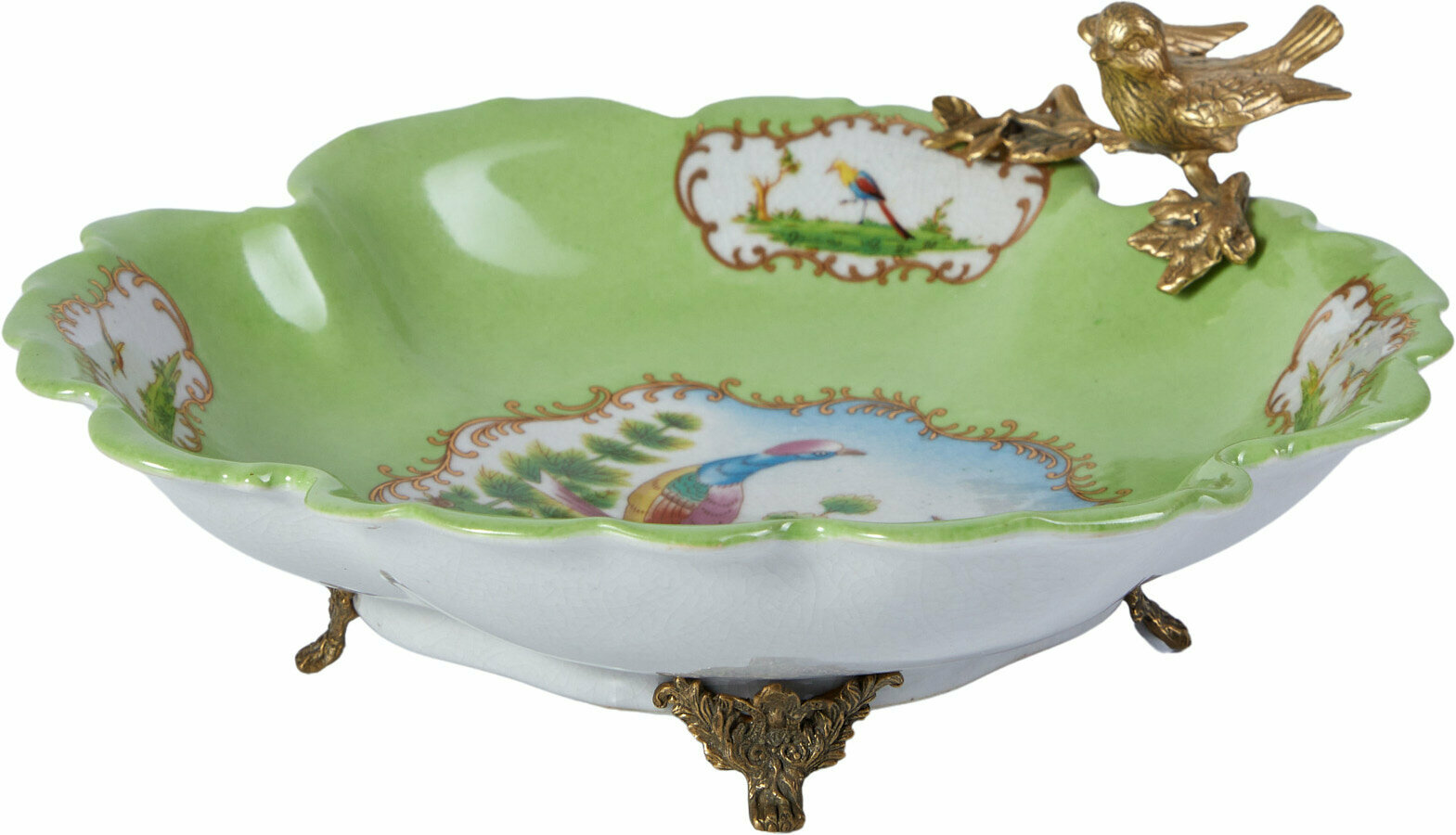 C930HC/HLG075 Блюдо с птичкой 25х21х10см, Фарфор, бронза, Glasar