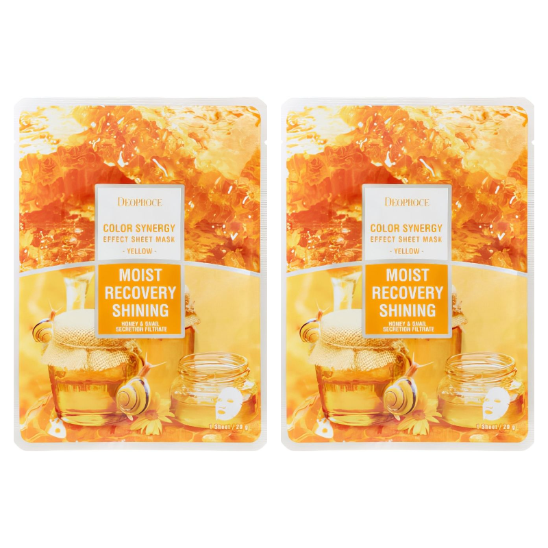 Тканевая маска Deoproce, с улиткой, медом и ромашкой, Moist Recovery Shining Honey & Snail Secretion Filtrate Mask, 20 гр, 2 шт